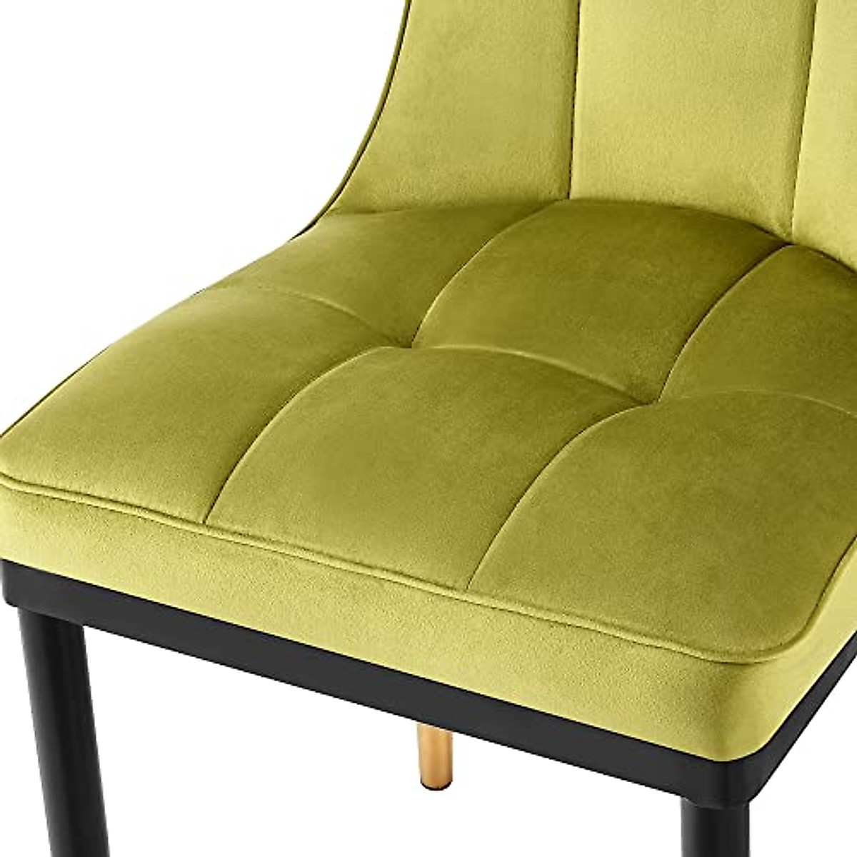 Bekrvio Dining Chairs Set of 4, Modern Velvet Kitchen Chairs with High Back, Upholstered Armless Side Chair Accent Chair with Black Metal Legs for Dining Room, Living Room, Vanity (Olive Green)