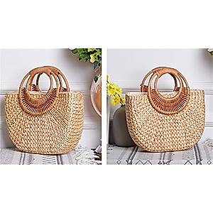 Women Girl Tote Bag Straw Hobo Handbag Fashion Woven Top Handle Bag Shoulder Bag Beach Purse Moon Bag Bucket Bag 2023 Summer