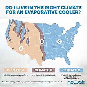 Newair Evaporative Cooler 470 CFM250 sq. ft. Freestanding Home Air Cooler 3 Fan Speeds 1.45 Gallon Water Tank, Silver Easy Glide Wheels Remote Control Included