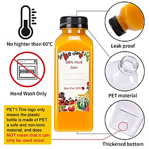 SUPERLELE 20pcs 16oz Empty Plastic Juice Bottles with Caps, Reusable Water Bottles, Clear Bulk Drink Containers with Black Tamper Evident Lids for Juicing, Smoothie, Drinking and Other Beverages