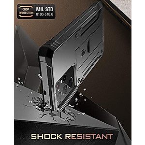 Poetic Revolution Case for Samsung Galaxy S21 Ultra 5G 6.8 inch, Built-in Screen Protector Work with Fingerprint ID, Full Body Rugged Shockproof Protective Cover Case with Kickstand, Black