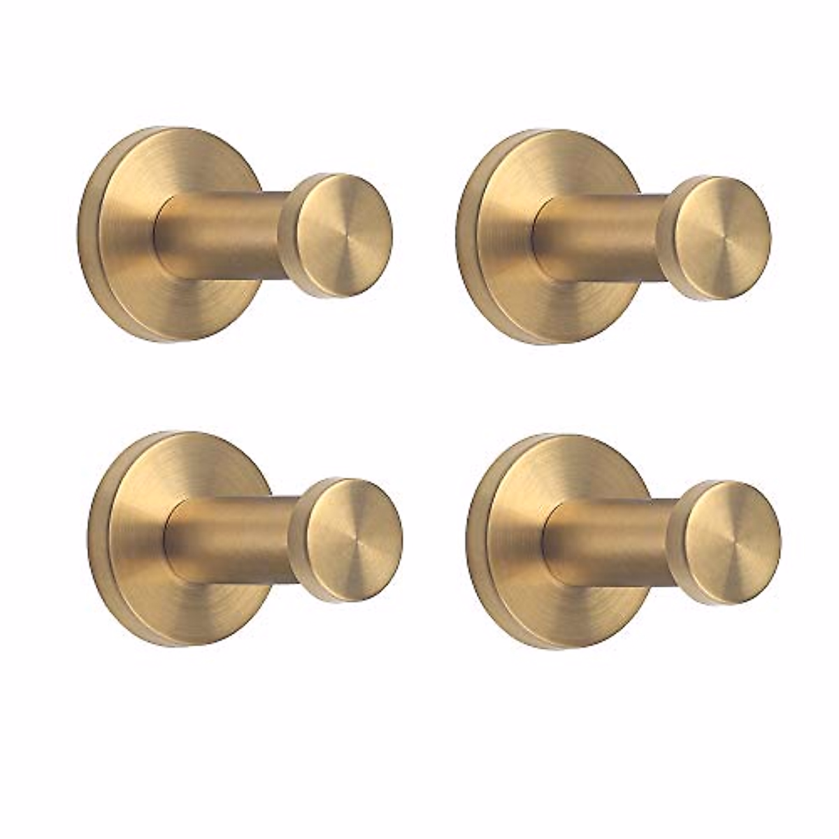 NELXULAS Golden Brushed Stainless Steel Single Super Heavy Duty Wall Mount Hook, Bath Towel Hooks, Coat Hanger (2", 4 PCS)