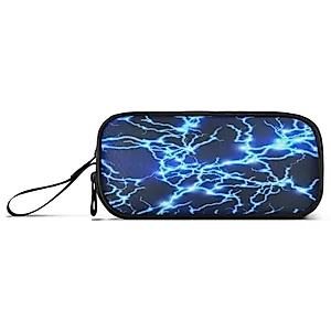 Caikeny Pencil Case Lightning Bolt Pen Bag Light Blue Large Capacity Pencil Box Pen Pouch with Zipper Cosmetic Organizer for Kids Teens Adults