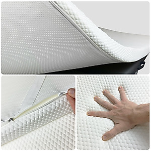 XOLLOZ Lash Bed Topper Memory Foam | 2.5in Thick Comfortable Mattress Topper for Lash Extension Table - with Four Corner Straps & Anti-Slip Bottom (White)