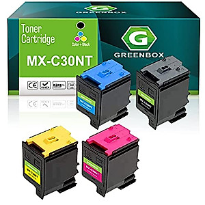 GREENBOX Compatible High Yield MX-C30NT Toner Cartridge Replacement for Sharp MX-C30NT MX-C30NT-B MX-C30NT-C MX-C30NT-M MX-C30NT-Y Toner for Sharp MX-C250 C300P C300W C301W C303W Printer (4 Pack)