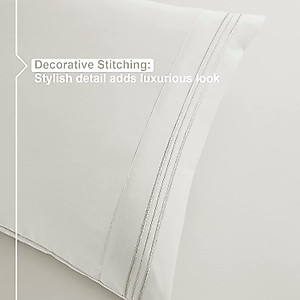 Nestl Queen Sheet Set - 4 Piece Bed Sheets for Queen Size Bed, Deep Pocket, Hotel Luxury, Extra Soft, Breathable and Cooling, Off White Queen Size Sheets