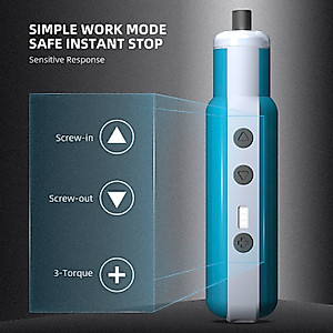 TOOLSBAT 3.7V Electric Screwdriver Set - 12 in 1 Cordless Screwdriver with Metal Bits, 3 Torque Settings Power Screwdriver, Max 2.5 N.m 1500mAh, LED Light, USB-C Cable for Electrical Repairs