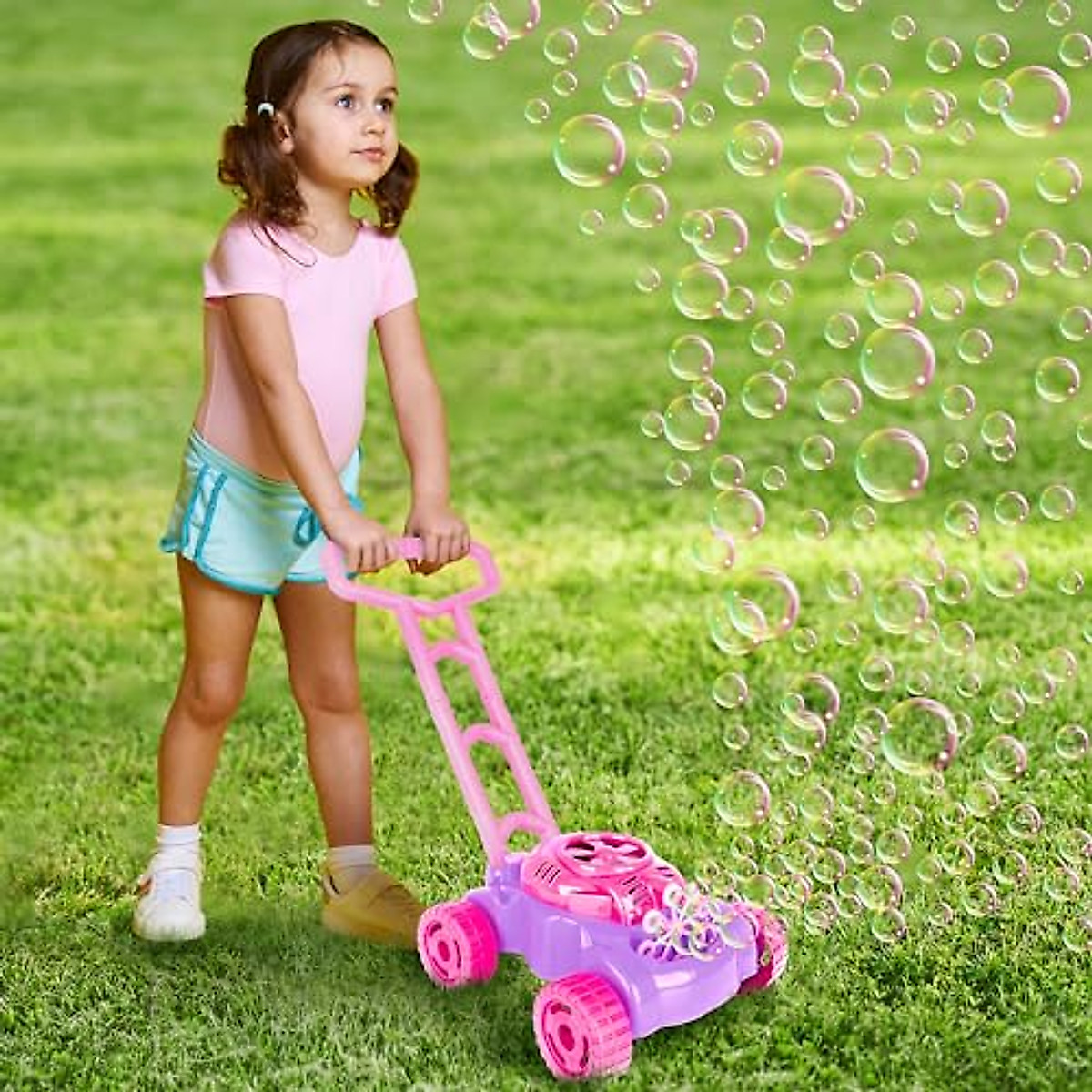 ArtCreativity Bubble Lawn Mower for Toddlers, Kids Bubble Blower Machine, Indoor Outdoor Push Gardening Toys for Kids Age 1 2 3 4 5, Birthday Gifts Party Summer Backyard Toys for Preschool Baby Girls