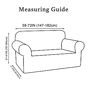 Turquoize Velvet Loveseat Covers Stretch Love Seat Couch Covers for 2 Cushion Couch Velvet Sofa Cover with Non Slip Elastic Bottom Furniture Cover Crafted from Soft Fabric (Loveseat, Gray)