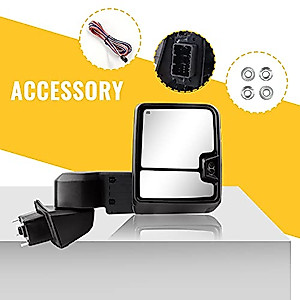 Towing Mirrors for 2019-2022 Chevy Silverado 1500 with Switchback Turn Siganl Running Light Power Glass Extendable Tow Mirror Pair Set (White Lens)