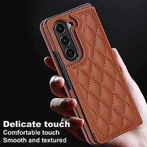 XIZYO for Samsung Galaxy Z Fold 5 Case, for Z Fold 5 Wallet Case with Card Holder Slot Kickstand Cute Aesthetic Leather Flip for Women Men Shockproof Protective Bumper Cover, Brown