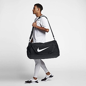NIKE Brasilia Training Duffel Bag, Black/Black/White, Large