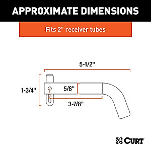CURT 23582 Stainless Steel Swivel Trailer Hitch Pin, 5/8-Inch Diameter, Fits 2-Inch Receiver