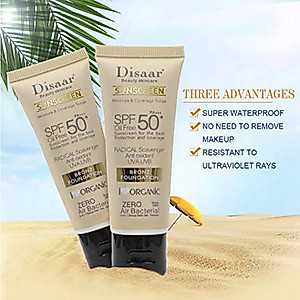DISAAR BEAUTY Sunscreen Foundation Face Cream Body Skin Protection Anti-Aging Oil Control Moisturizing Care Removes Peeling 40g PA+++ SPF 50+
