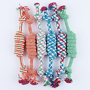 shlutesoy Pet Chew Toys,Handmade Bow Puppy Dog Pet Toy Cotton Braided Bone Chew Knot Rope