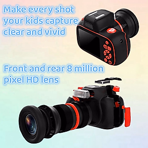 COSMER Kids DSLR Camera,Digital Video Camera for Kids with Rotable Zoom Lens,Best Christmas Birthday Gifts for 4 5 6 7 8 9 10 11Years Old Boys Girls,with 64G SD Card