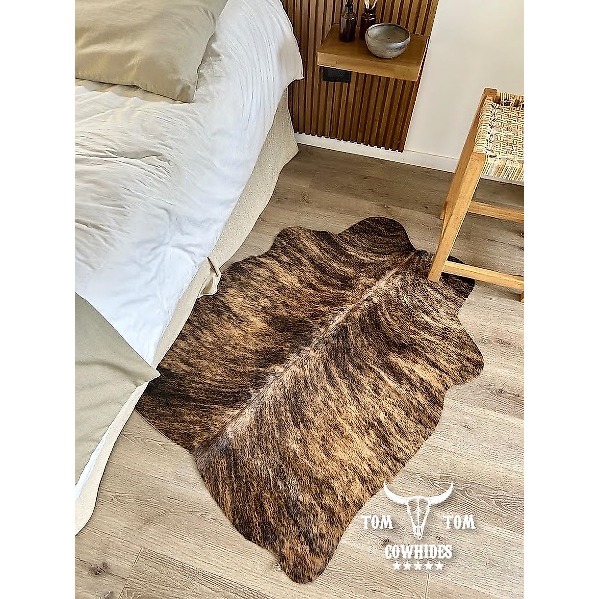 Cowhides Rug Small Cowhide Leather - 4ft x 3,5 ft (DARK BRINDLE)