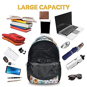 KNOWPHST Guinea Pig Girls Backpack for School, 16 Inch White Backpacks for Kids, Cute Lightweight Bookbag for Travel