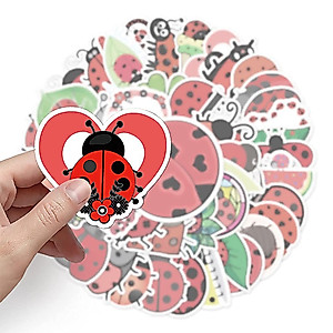 Ladybird Stickers |50Pcs Ladybug Waterproof Vinyl Decals for Bike Water Bottles Laptop Bicycle Refrigerator Cup Luggage Computer Mobile Phone Skateboard Décor
