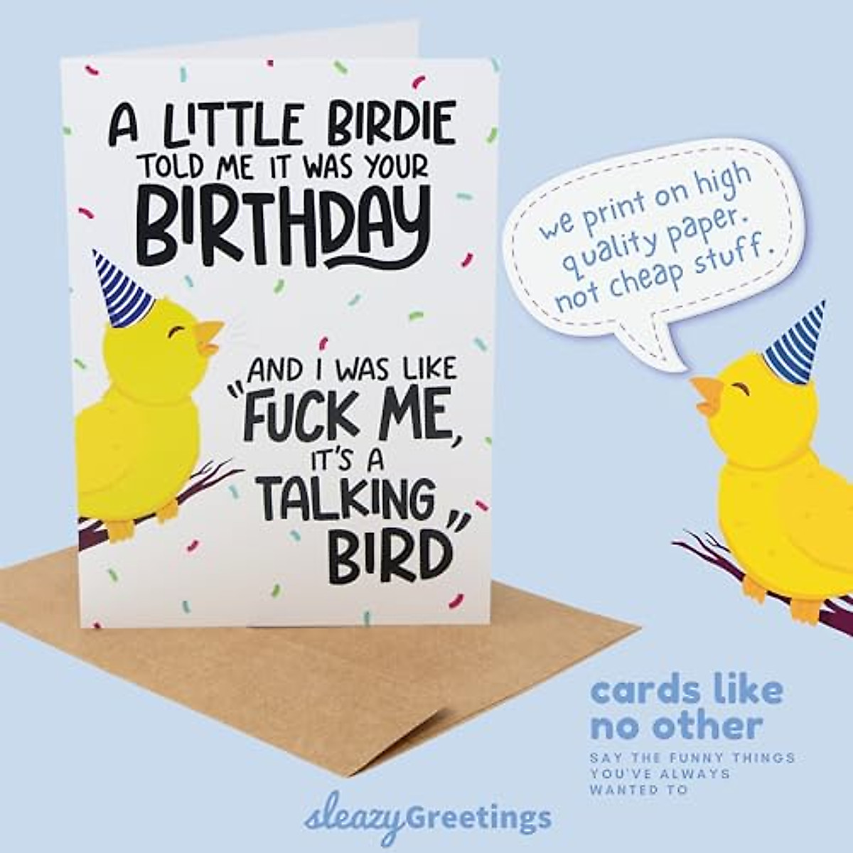 Sleazy Greetings Funny Birthday Card for Men Women | Little Birdie Told Me It Was Your Birthday Card For Him Her 21st 30th 40th 60th Birthday Card