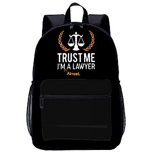 Trust Me I'm Almost A Lawyer Laptop Backpack for Men Women 17 Inch Travel Daypack Lightweight Shoulder Bag