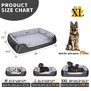 XueMi Orthopedic Dog Beds for Large Dogs, Washable Dog Beds with Soft Removable Cover, Waterproof Lining Medium Large Pet Dog Beds Couch with Non-Slip Bottom