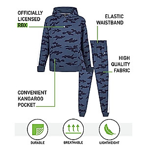 RBX Boys' Active Sweatsuit Set - 2 Piece Fleece Hoodie Sweatshirt and Jogger Sweatpants (8-12), Size 8, Navy Mesh