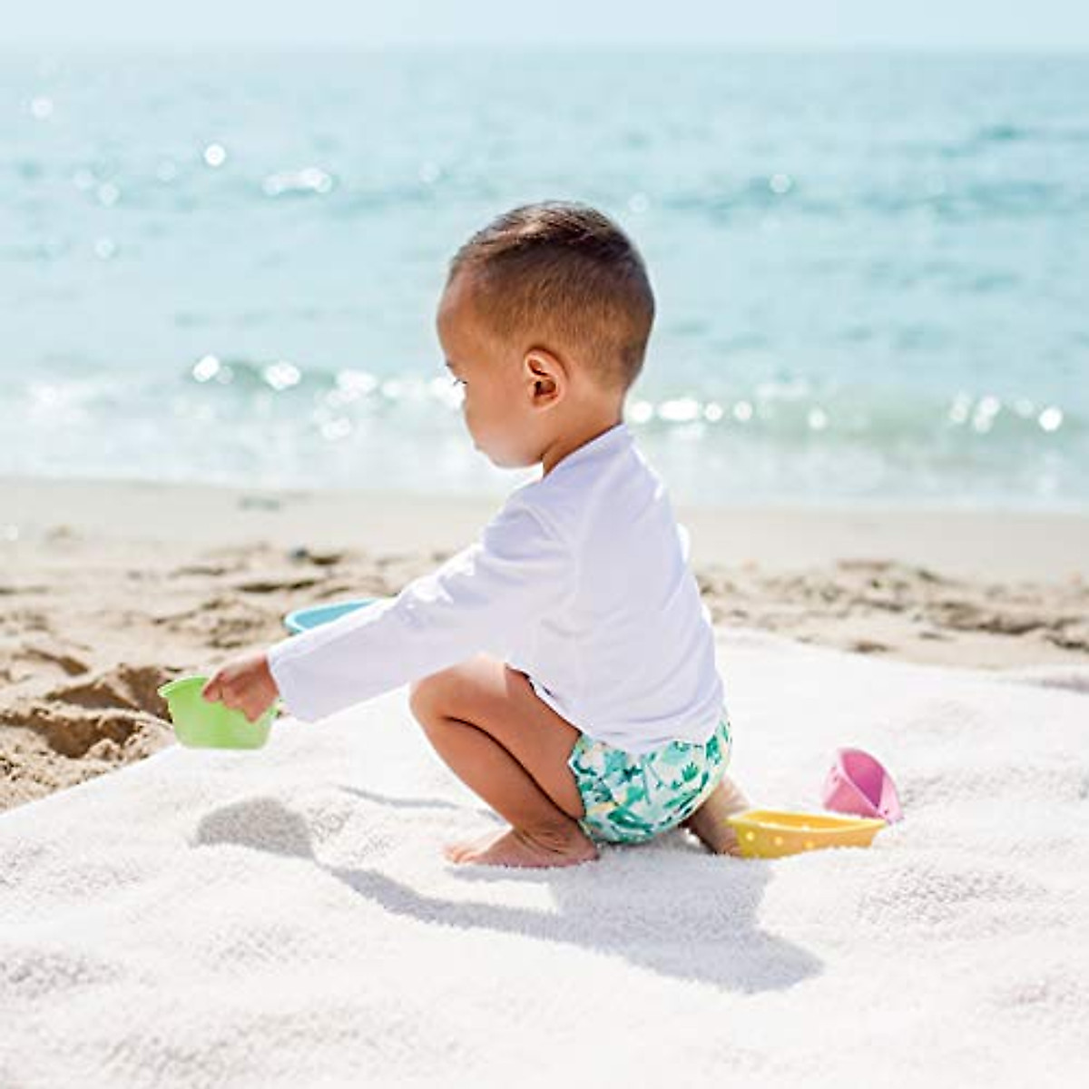 i Play Boys Reusable Absorbent Baby Swim Diapers Green Tropical Jungle 3T