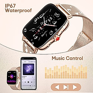 ZKCREATION Smart Watches for Women, 1.69" HD Bluetooth Call Fitness Tracker Smartwatch with Blood Pressure/Heart Rate Monitor, IP67 Waterproof Smart Watches, Smart Watch for Android iOS Phones