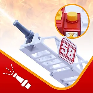 VEBO Fire Truck Motorized with Lights, Siren Sound, Working Water Pump and Rotating Rescue Ladder- Electric, Motorized, Big Fun Size 15", Realistic Design- for Toddlers, Kids Aged 3+ Years Old