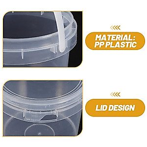 Amosfun 2 Pcs 2L Food Grade Plastic Hand Bucket Transparent Round Storage Bucket Household Ice Cream Storage Tank with Lid