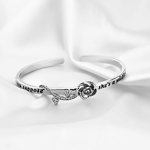 MYOSPARK In Wonder Land Inspired Quote Gift Do You Suppose She's A Wildflower Bracelet Encouragement Gift For Friend (wildflower cuff S)