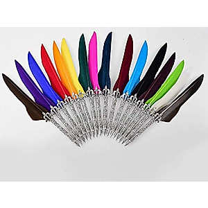 HUAWELL Antique Feather Dip Pen Set | Retro Feather Pen Calligraphy Pen Set Feather Writing Quill Ink Dip Pen Best Holiday Gift (Black)