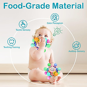 Baby Sensory Teething Toys: Montessori Toys Baby Teethers - Infant Newborn Gifts for 0 3 6 9 12 18 Months 1 Year Old Boys Girls - Baby Rattles Chew Toys - Developmental Learning Toy