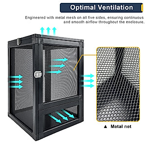 RunDuck 5 Gallon 360° Panoramic Foldable Reptile Terrarium Kit: Crested Gecko Tank and Reptile Cage for Superior Ventilation, Easy Feeding, Sturdiness, and Simple Assembly (Black)