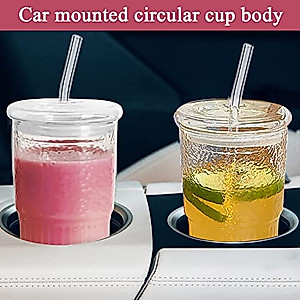 CAYOREPO 2 Packs 20 oz Glass Cups with Lids and Straws, Glass Coffee Tumbler, Tumbler Water Glass, Water Bottle, Thick Wall Glass Coffee Mug Iced Tea Cup (Clear (2Pcs 20oz))