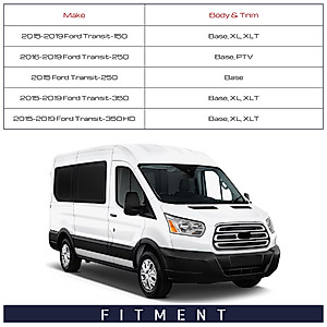 Spieg Passenger Side Mirror Replacement for Ford Transit 150 250 350 HD Cargo Van 2015-2019 Power Non-Heated Short Arm Textured Black (Right)