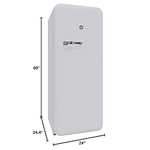 BRAMA Retro Fridge with Top Freezer 9.9 Cu.Ft. Full Refrigerator for Apartment, Condo, House, Kitchen, 24-Inch, White