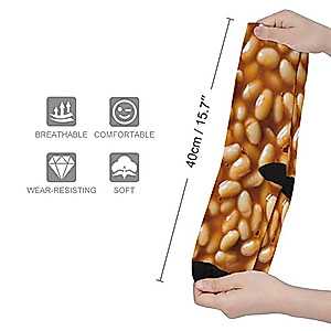 MYSTCOVER Baked Beans Socks for Women Socks for Men Crew Socks for Boys Mid Socks for Girls Stocking Stuffers for Teens Casual Athletic Sport Dress Socks
