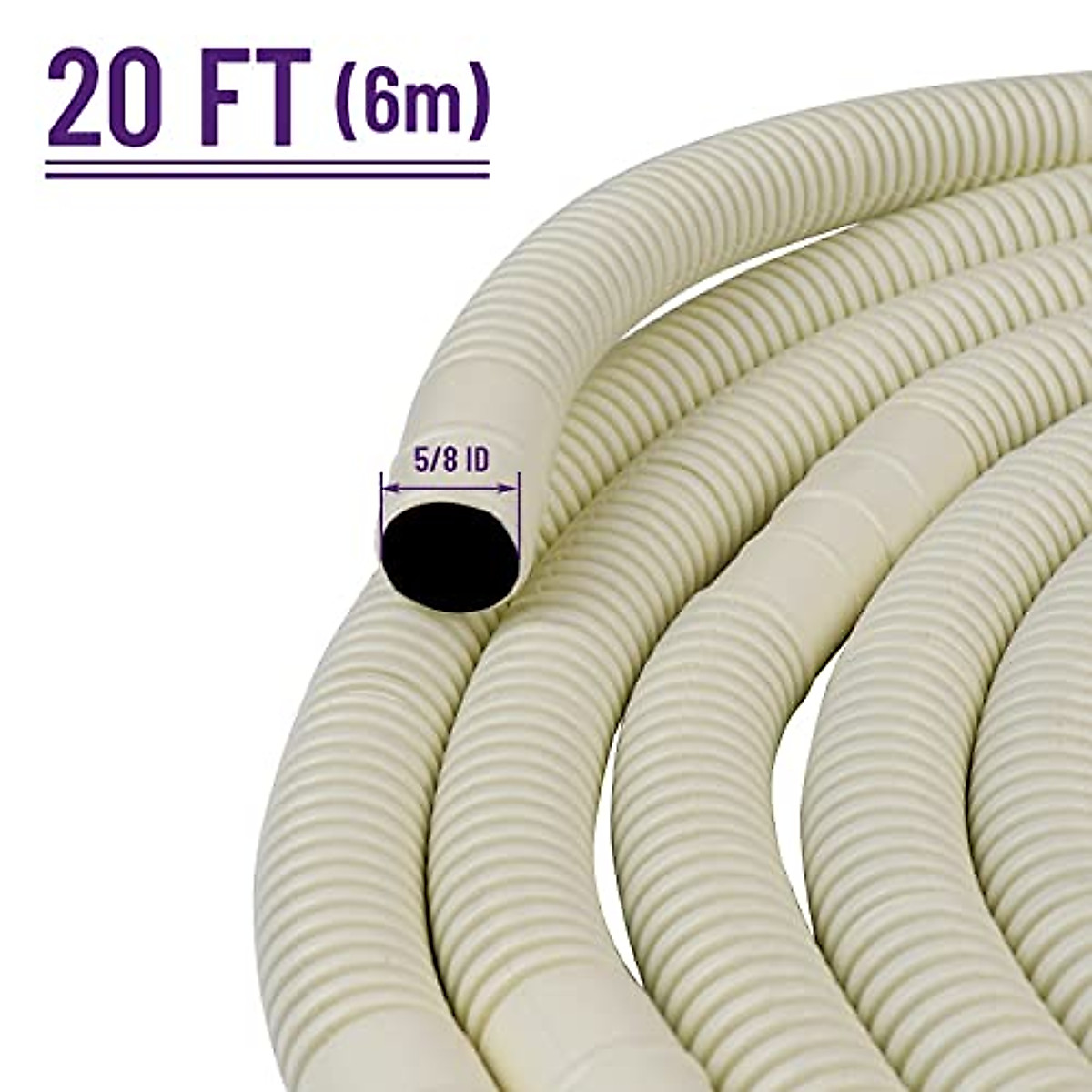 Mxclimate Air Conditioner Drain Hose 20 Ft for Ductless Mini Split AC Heat Pump Systems,UV Resistant & Flexible