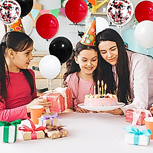 Red White Balloon Garland Arch, 12inch 10inch Red and White Balloons Red Black Balloons Confetti Balloons for Birthday Wedding Graduation Bridal Shower Retirement Party Decorations