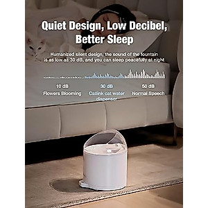 CATLINK Cat Water Fountain with Wireless Pump, 91.71oz/2.6L, Ultra Quiet, Ultrafiltration, Health Monitoring, for Cat Inside, App Control, Automatic Pet Drinking Fountains, CATLINK Pure 2