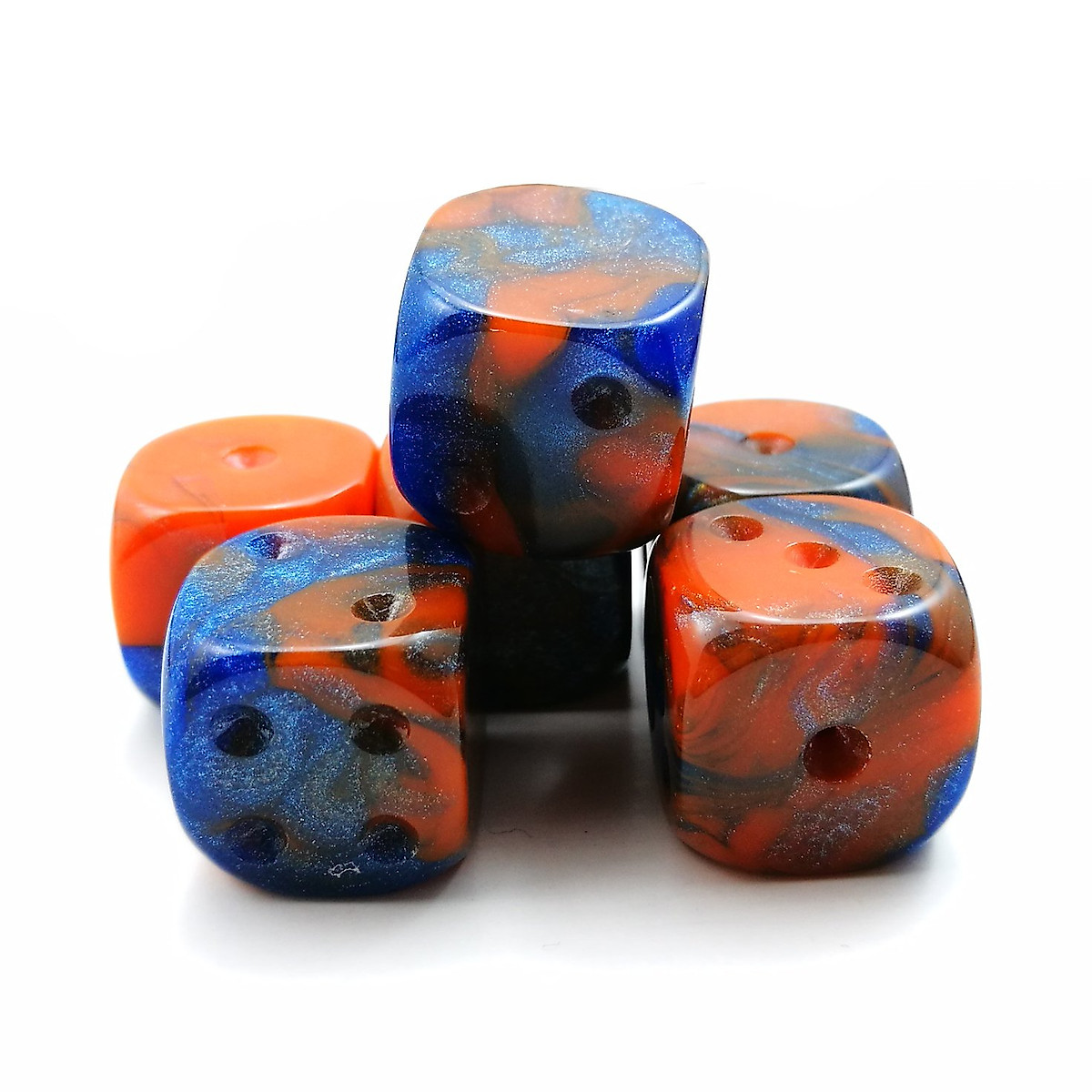 Bescon Unpainted Gemini 16MM Game Dice with Blank 6th Side, 3 Assorted Color Set of 18pcs, Two Tone Dice
