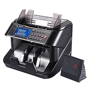 Money Counter with UV/MG/IR/DBL/HLF/CHN Counterfeit Detection - USA/EUR Business Grade with LED Display/Add/Batch Modes,1,000 Bills/Min-No Count Amounts