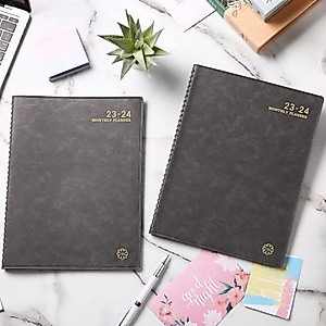 2023-2024 Monthly Planner- Monthly Planner 2023-2024 with Leather Soft Cover, July 2023 - June 2024, 9'' x 11'', Calendar Planners 2023-2024 with Monthly Tabs, Twin-Wire Binding, Inner Pocket, Contacts and Passwords