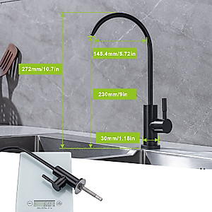 TQKAG Black Kitchen Sink Faucet Drinking Water Faucet Stainless Steel Reverse Osmosis Faucet Fits Most Water Filtration Systems Kitchen Beverage Faucets