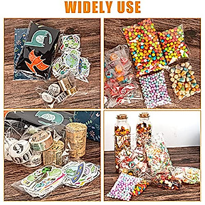 Labeol Cellophane Bags Self Adhesive 500pcs Clear Resealable Bags 3 Sizes 3x4 4x6 5x7 Cookie Bags for Packaging Snack Bags Cello Bags for Bakery Party Gift Candy Treat Bags