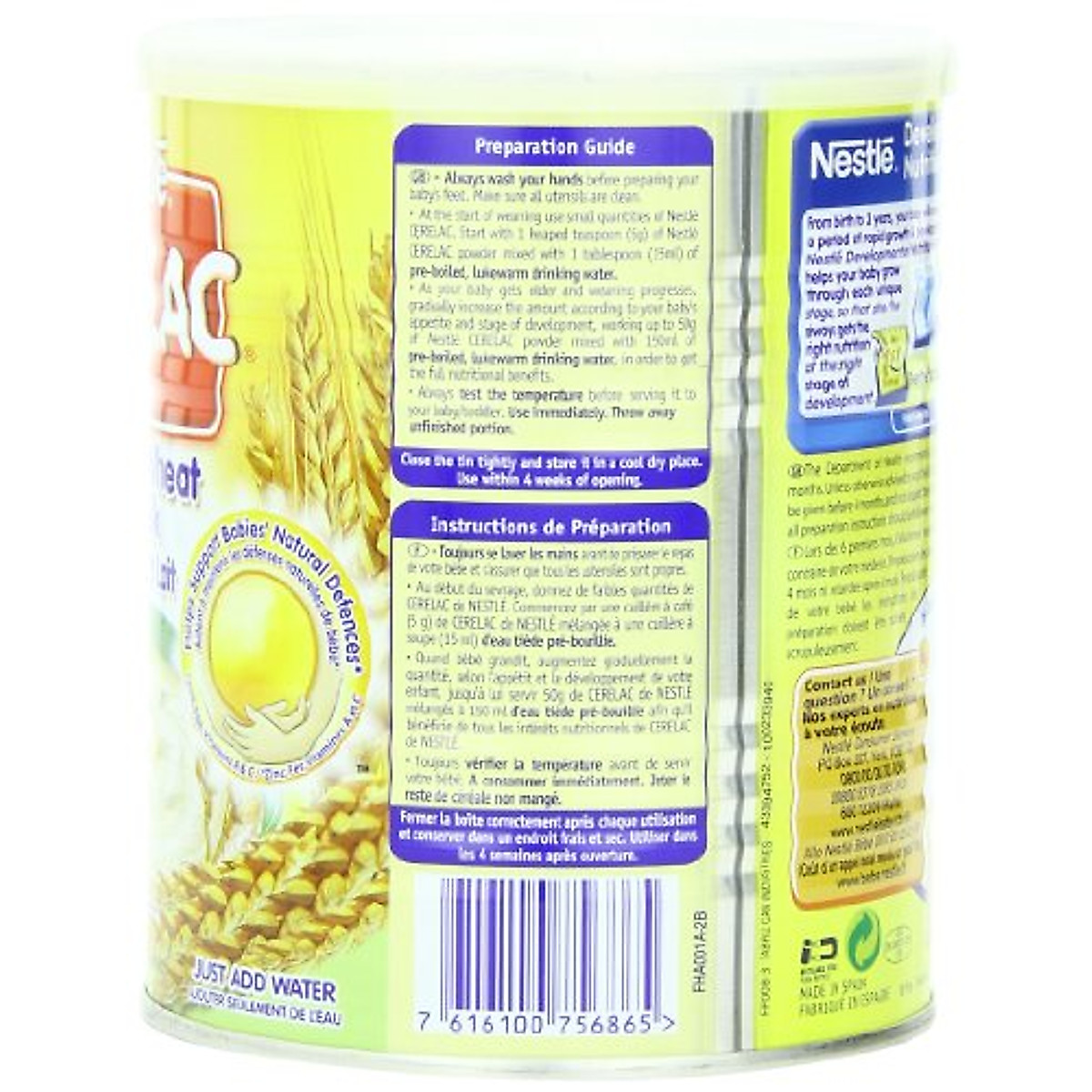 Nestle Cerelac, Honey and Wheat with Milk (From 12 Months), 14.11-Ounce Cans (Pack of 4)