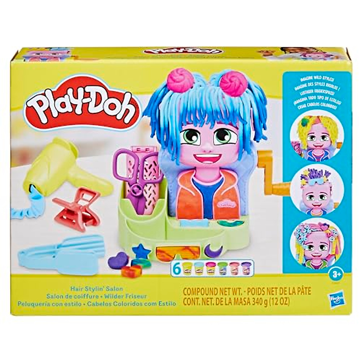 Play-Doh Hair Stylin' Salon Playset with 6 Cans, Pretend Play Toys for Girls and Boys Ages 3 and Up