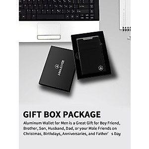 Amasiver Metal Card Holder Pop Up Wallet for Men Credit Card Slim Minimalist Wallet RFID Blocking Protection Cards Case Business Money Pocket for Notes and Coins and Debit Cards | Black